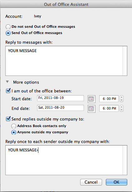 Faculty/Staff: Out of Office Assistant